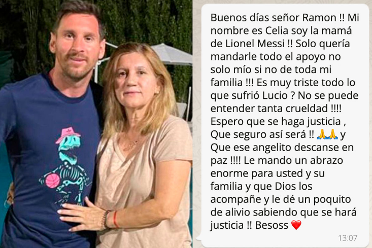 Celia, la madre de Messi, le enviò un mensaje de apoyo a la familia de ...